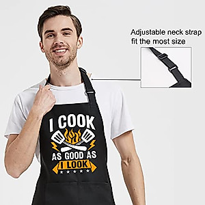 Cooking Gifts for Men, Funny Aprons for Women with Pockets for Kitchen Baking Grill BBQ, Grilling Gifts for Men Chef Dad Mom Husband Wife Father’s Day Birthday