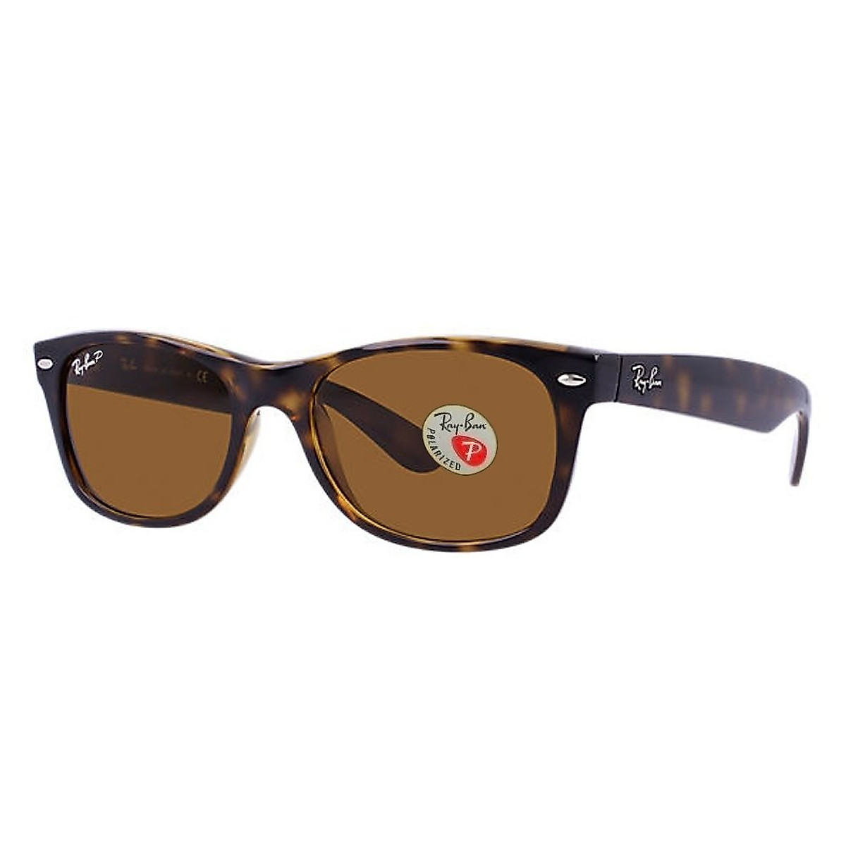 Ray-Ban RB2132 New Wayfarer Sunglasses Unisex 100% Authentic (Tortoise Frame Polarized Solid Brown Lens, 55) …