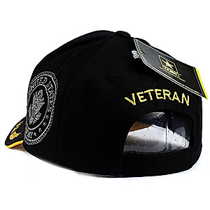 JM WARRIORS US Army Veteran Hat Army Military Official Licensed Adjustable Baseball Cap (Black), One Size
