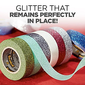 Scotch Glitter Washi Tape, 10 Rolls, Great for Use in Bullet Journal, School Supplies, Craft Supplies, and Teacher Appreciation Gifts (C517-10-SIOC)