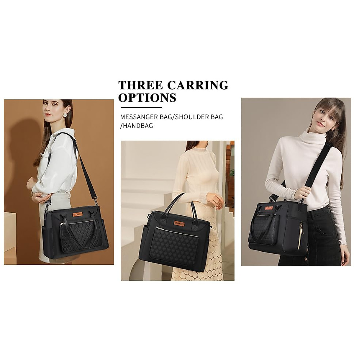 LOKASS Lunch Box - Lunch Bag Women Insulated Lunch Box for Women Teacher Nurse Tote Bag for Work Picnic or Travel Removable Shoulder Strap Side Pocket - Black