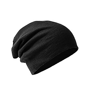 Villand 100% Merino Wool Beanie Hat for Women and Men with Gift Bag, Double-Layered Ski Cap, Knitted Wool Hat for Winter (Black)