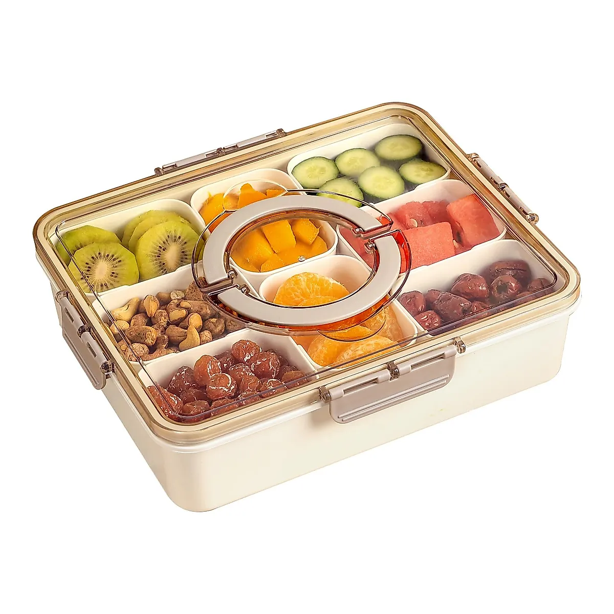 Platters-Snackle Box Charcuterie Container,Divided Serving Tray with Lid and Handle for Fridge,Snack Box Container Portable,8 Compartment Fruits Candy Veggie Trays,Perfect for Party Travel Picnic