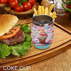 WYUSPGK 304 Stainless Steel Insulated Cup, Many Colored Ice Cream Print Smooth Rim, Durable & Reusable - Perfect for Office, Home, And Travel