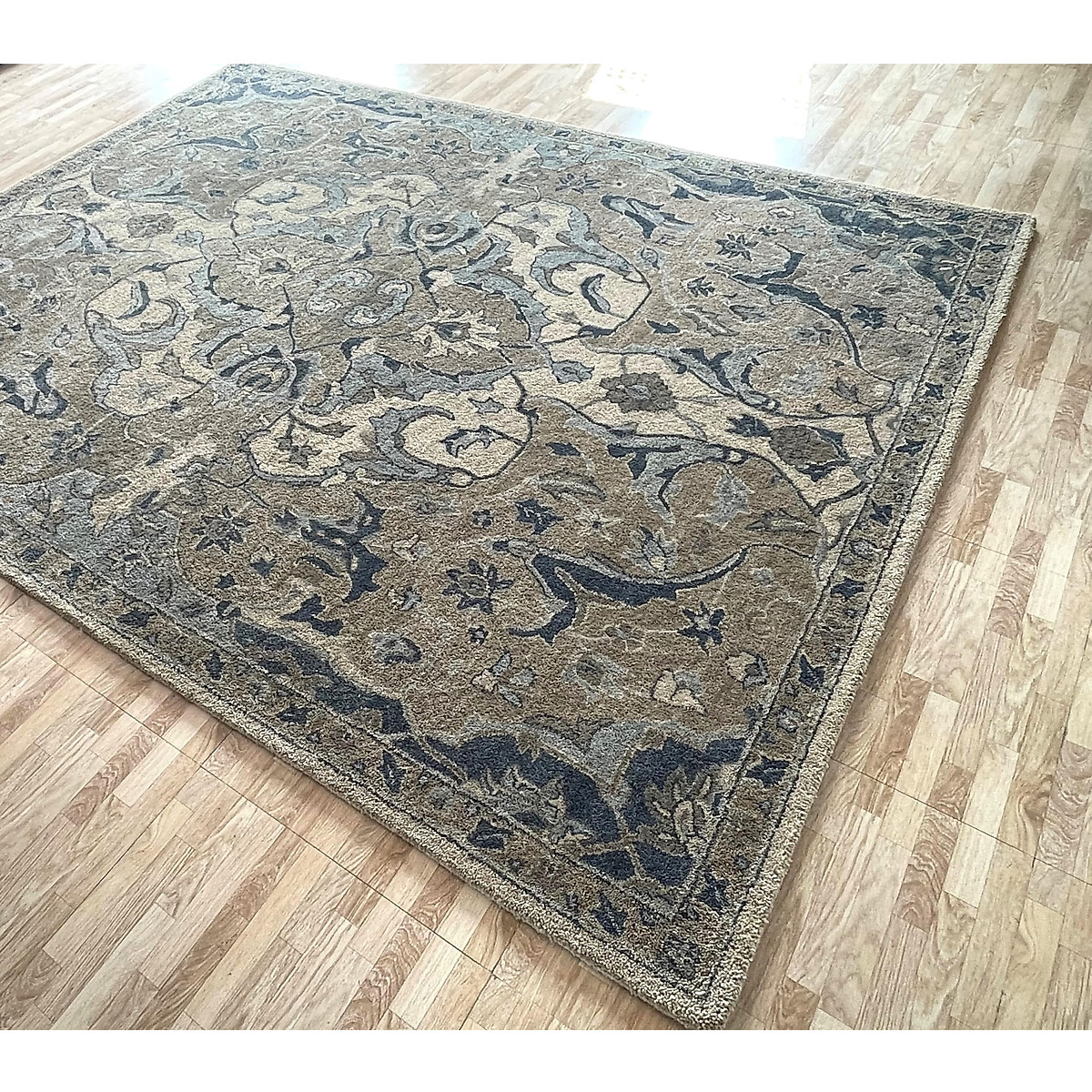 Natural Weave Pb Rug Hand Tuffted Nolan Style Traditional Wool Area Rugs Suitable for Living Room, Bedroom, Dining Room | 100% Wool | 100% Cotton Backing (8 x 10 FT)