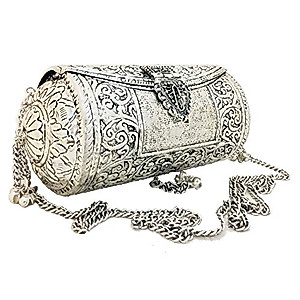 Women Silver Handmade Ethnic gift Brass Metal bag antique bridal clutch