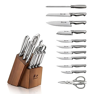 Cangshan Sanford Series 1027150 German Steel 12-Piece Knife Block Set, Acacia