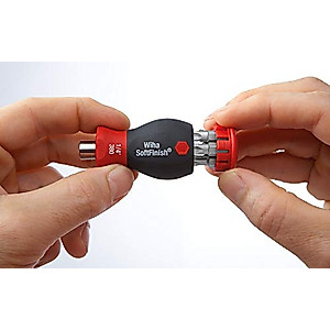 Wiha 38048 Stubby Screwdriver With Six-In-One Insert Bits, Multi-Bit