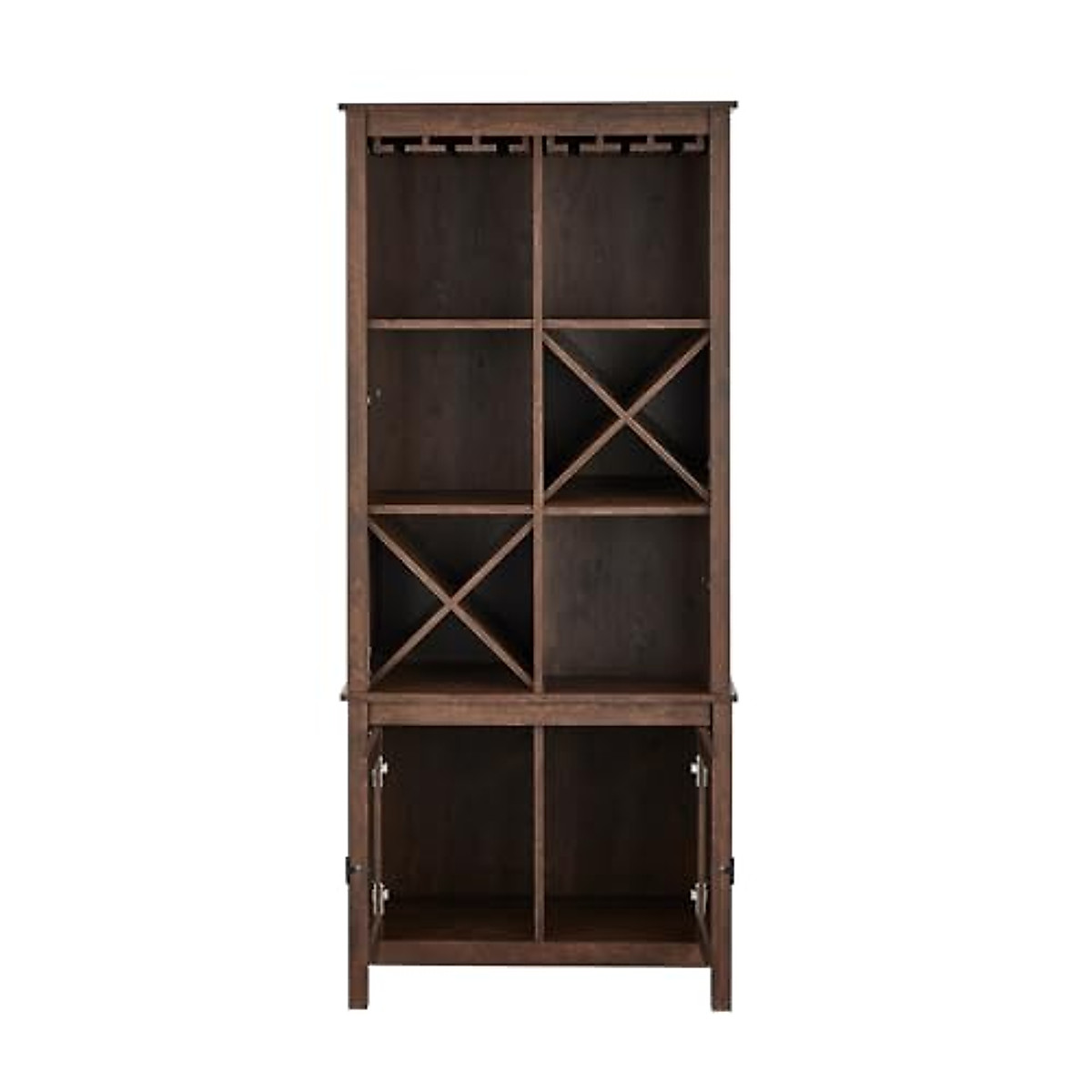 Home Source 72" Wood Exquisite Bar Wine Cabinet with Storage,Liquor Cabinet with Removable Wine Racks,Bookcase,Kitchen Pantry Storage Cabinet for Kitchen,Dining Room, Living Room,Mahogany