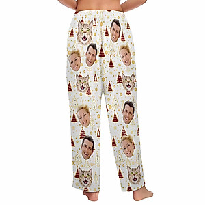 Personalized Face Photo Pajamas for Men Women Custom Christmas Face Pajama Pants Sleepwear Bottoms for Christmas Birthday