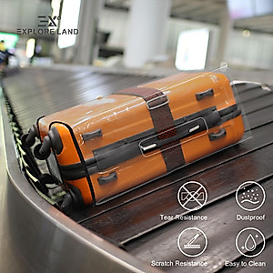 Explore Land Clear Luggage Cover Tough Protector Fits for 18-20 Inches Suitcase for Travel Airplane (PVC, S)