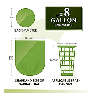 Compostable Trash Bags - FORID 8 Gallon Garbage Bags 150 Count Trash Can Liners 30 Liter Unscented Medium Wastebasket Bags for Kitchen Bathroom Home Office Garbage Can (5Rolls/Green) - Durable & Thick Trash Bag