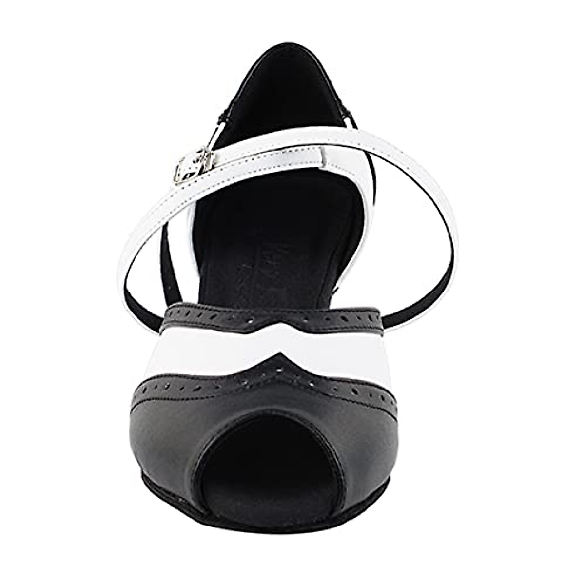 Very Fine Dancesport Shoes Very Fine Ladies Ballroom Salsa Latin Practice Dance Shoes C6035 & 2008 Black White Leather Low Heel Comfortable (C6035 1.6In Cuban Heel, Numeric_7)