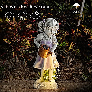 Histoacryl Fairy Garden Statues Outdoor Decor, Angel Figurines with Solar Lights Waterproof Resin Yard Art Sculpture Decoration for Patio, Lawn, Balcony, Mother's Day, Housewarming Gift