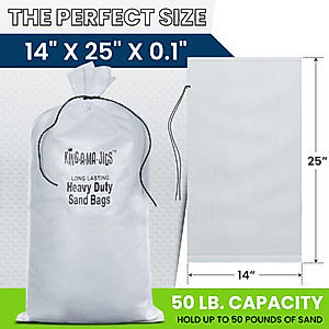 Sand Bags (12 Pack) Empty Sandbags with Ties, Heavy Duty, UV Treated (14" x 25") Non-Slip Empty Bags for Sand - (12 Pack)