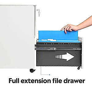 DEVAISE 2-Drawer Mobile File Cabinet with Lock, Commercial Vertical Cabinet in White