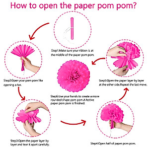 Moon Boat 35PCS Party Decorations Paper Fan Hanging Set - Birthday,Bridal/Baby Shower,Bachelorette,Wedding Decor (Pink)