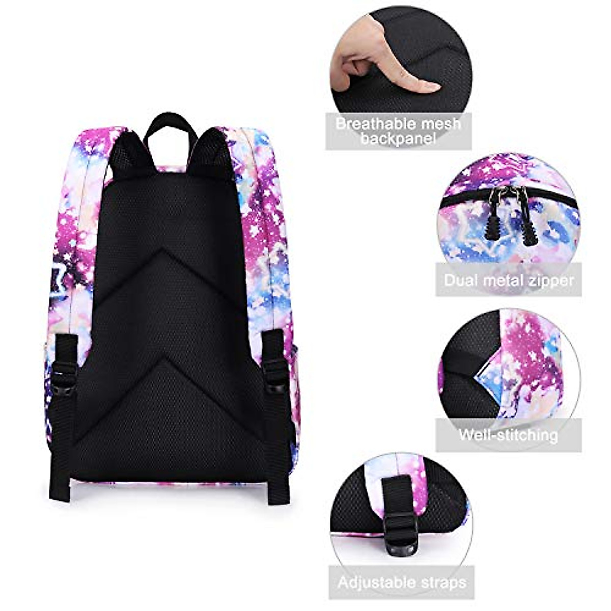 LCNC Backpack for School School Backpack for Girls Boys Teens Galaxy Backpack for Elementary school Middle school Kids Bookbag