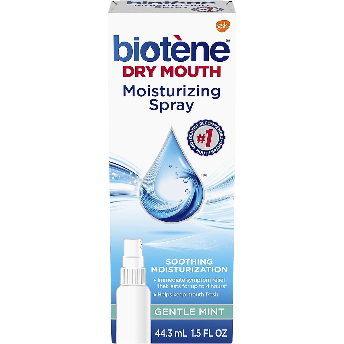 Biotene Gentle Mint Moisturizing Mouth Spray, Sugar-Free, for Dry Mouth and Fresh Breath, 1.5 ounce
