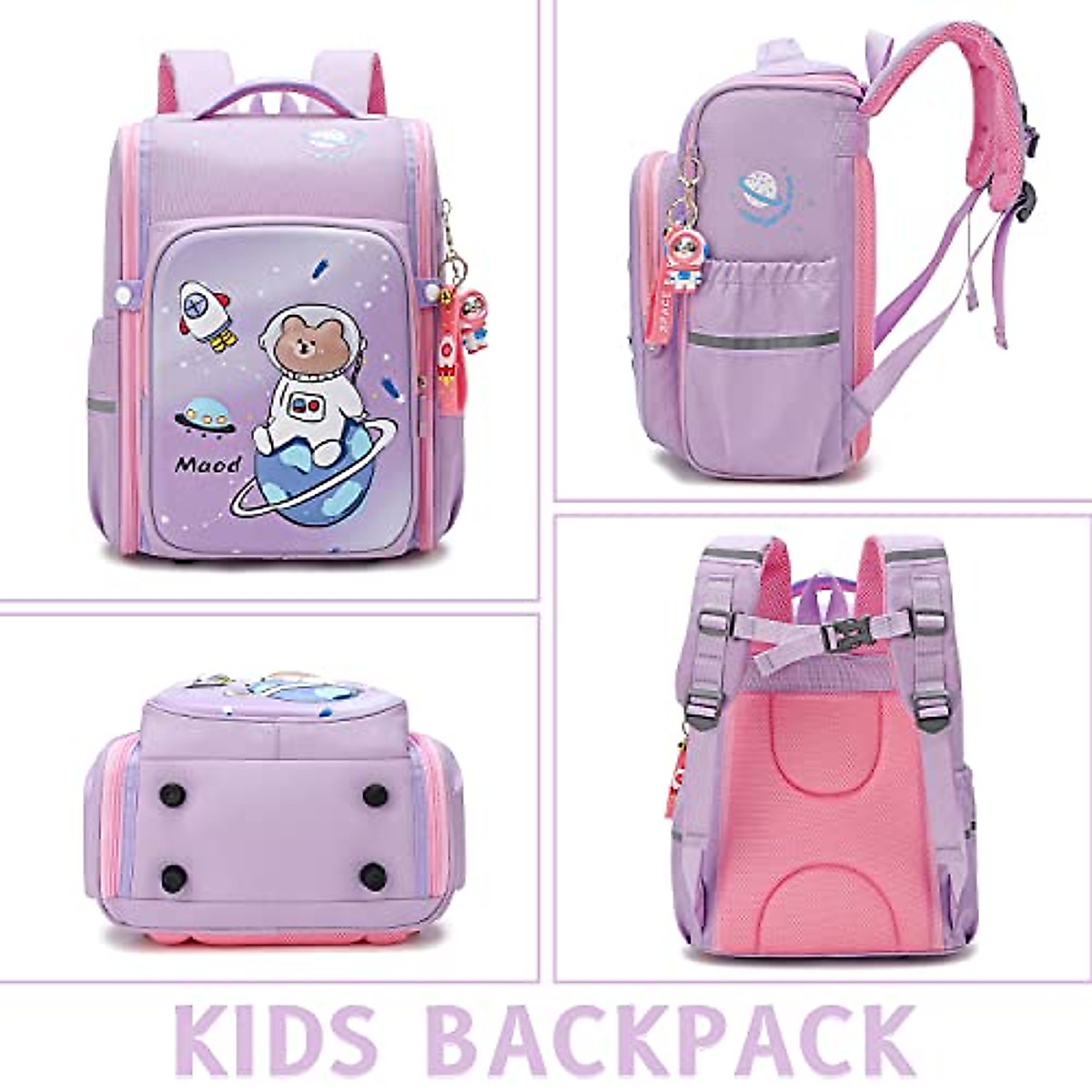 Maod Preschool Girls Backpacks for Kids Elementary School Backpack Suitable For 4-8 Years Old (Purple)