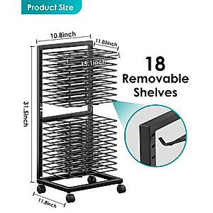 WISIMMALL Art Drying Rack for Classroom,18 Removable Shelves, Painting Drying Rack with Wheels, Functional & Mobile Paint Drying Rack,Stack Rack for Classroom, Art Studios and Schools