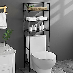 TACOSUWE 3 Tier Over The Toilet Rack, Shelf Bathroom, Bathroom Stand Organizer Space Saver (Black)