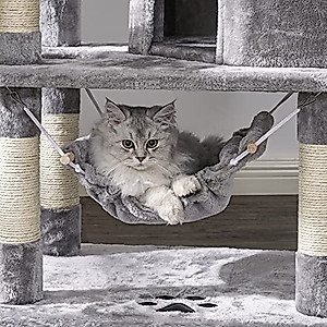 BEWISHOME Multi-Level Cat Tree for Indoor Cats Large Cat Tower Cat Condo with Sisal Scratching Posts, Perches, Houses, Hammock and Baskets, Furniture Kitty Activity Center Kitten Play House MMJ05G