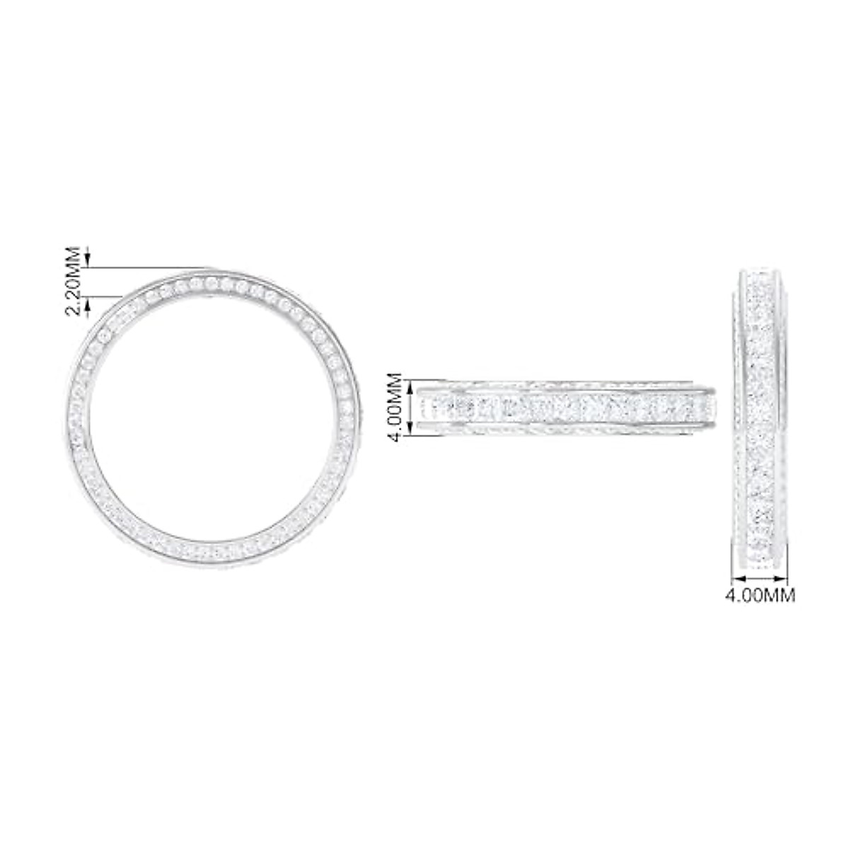 Rosec Jewels Cubic Zirconia Classic Wedding Eternity Band Ring for Women, 10K White Gold, Size:US 7.50