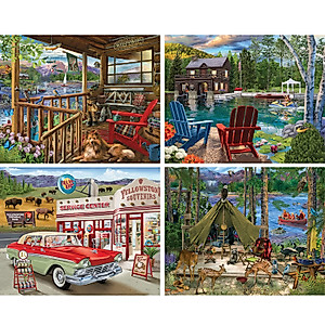 Bits and Pieces – 4-in-1 Multi-Pack 500 Piece Jigsaw Puzzles for Adults – Jigsaw Puzzle Set Bundle by Bigelow Illustrations, Completed Puzzle Size: 16" x 20"