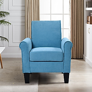 Lepfun Accent Living Room Chairs Modern Linen Fabric Comfy Reading Armchair for Bedroom Small Spaces Apartment Office, Light Blue