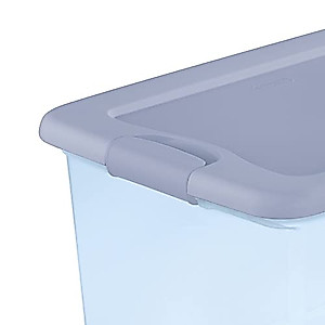 64 Qt. Latching Box Plastic, Blue Tint, Set of 6