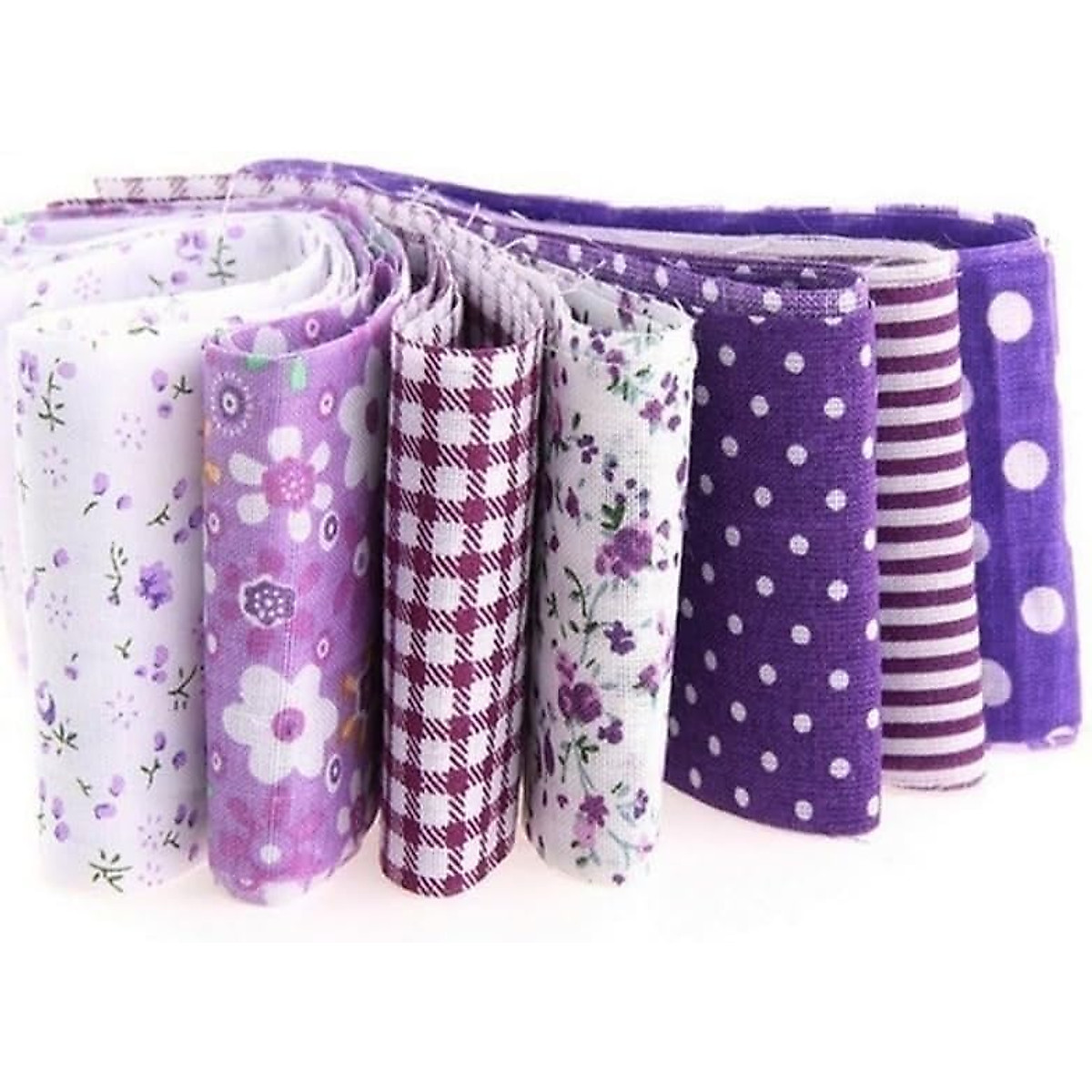 7Pcs Top Purple Cotton Craft Fabric Bundle Squares Patchwork,DIY Sewing Scrapbooking Quilting Floral Dot Pattern Craft and Hobby Fabric,Fabric Arts,Crafts and Sewing10" x 10" (25cm x 25cm)