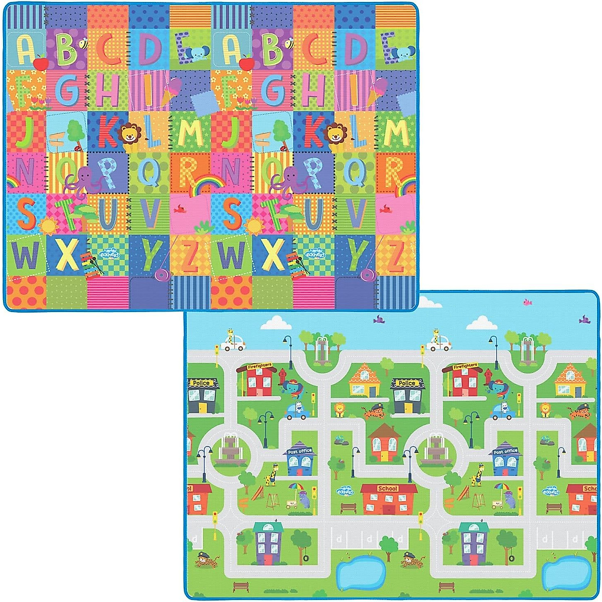 Eckhert Kids playmat Double Side - Large 59.05x78.74x0.4 Inches - Safari Fun
