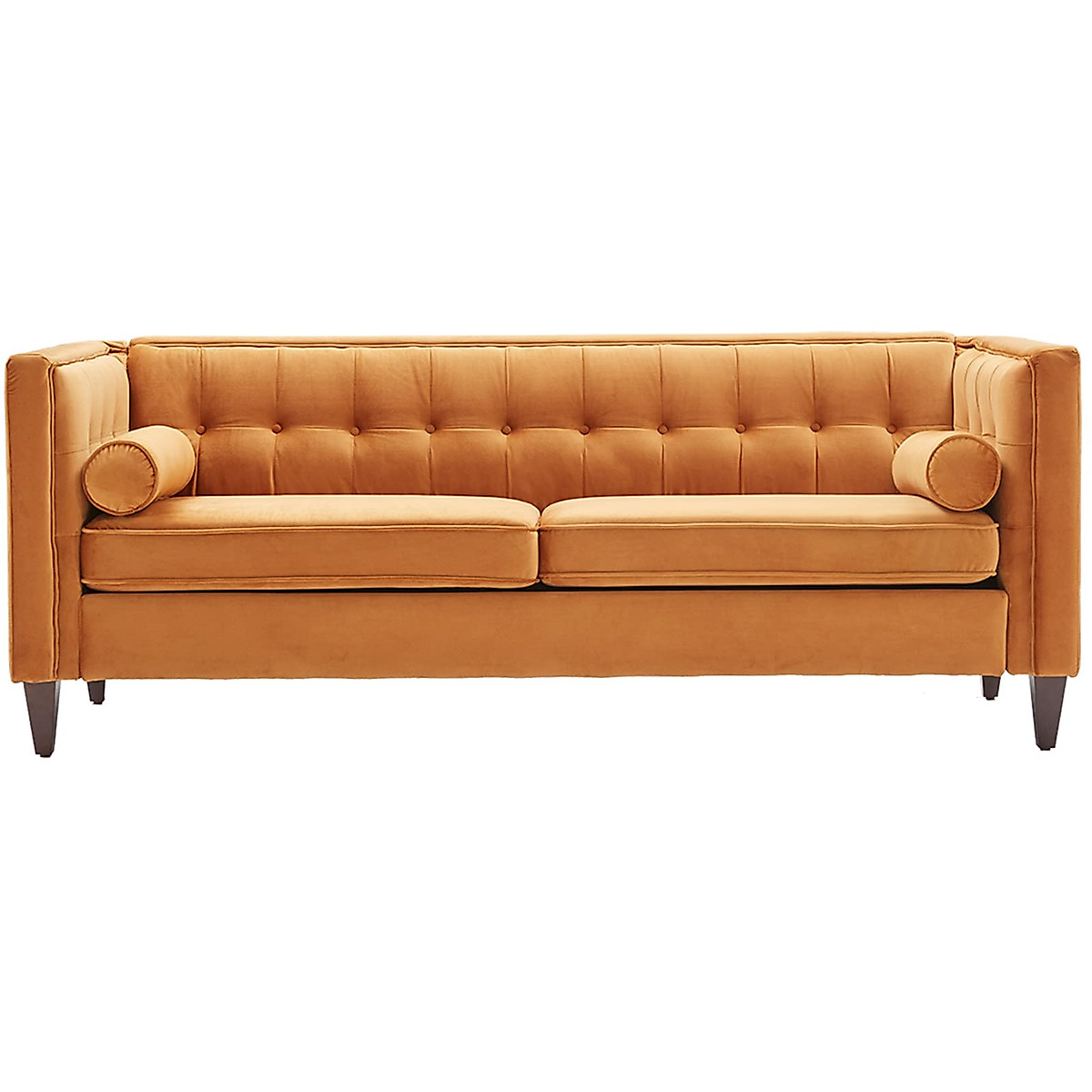 Dreamsir 58'' W Velvet Sofa, Mid-Century Modern Love Seats Sofa Furniture with Two Bolster Pillows, Button Tufted Couch for Living Room, Easy Assembly (Loveseat, Ginger)