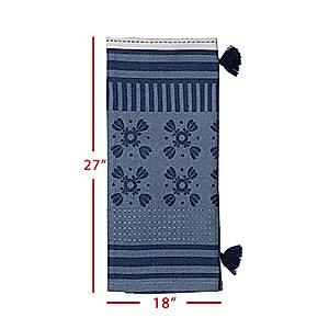 Foreside Home & Garden Blue Abstract Pattern 27 x 18 Inch Woven Cotton Kitchen Tea Towel with Hand Sewn Tassels