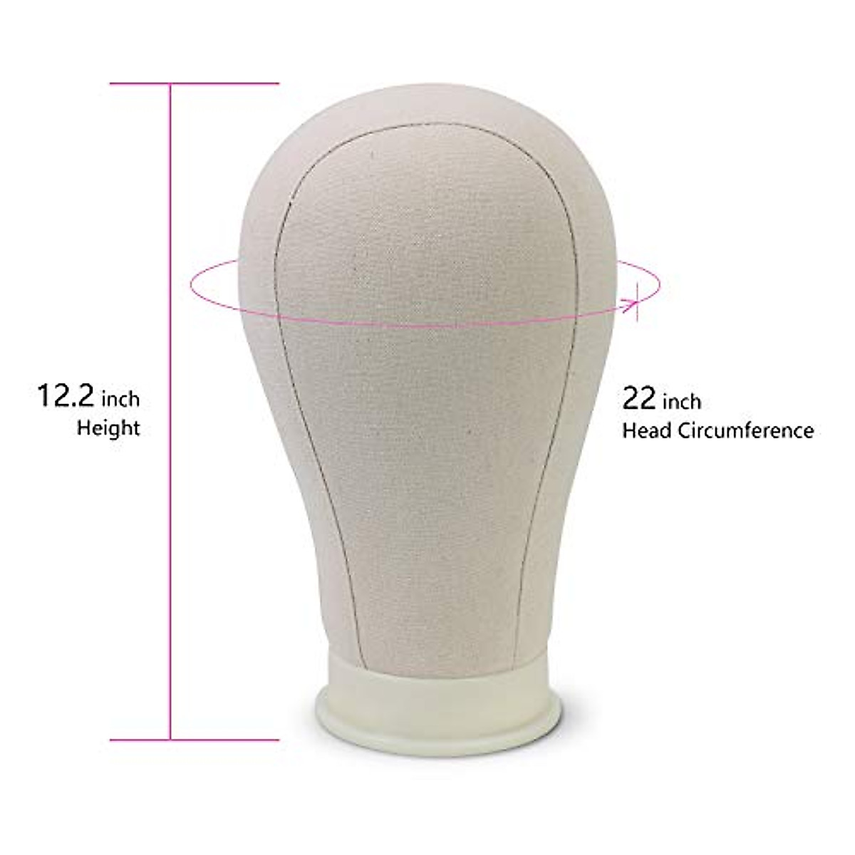 Eerya 21-24 Inch Canvas Block Head Set for Wig Display Making Hair Weave and Styling Mannequin Head with Mount Hole C Stand, Styling Hair Clips, T Needle, C Needles, Thread, Lace Wig Caps (22 Inch)
