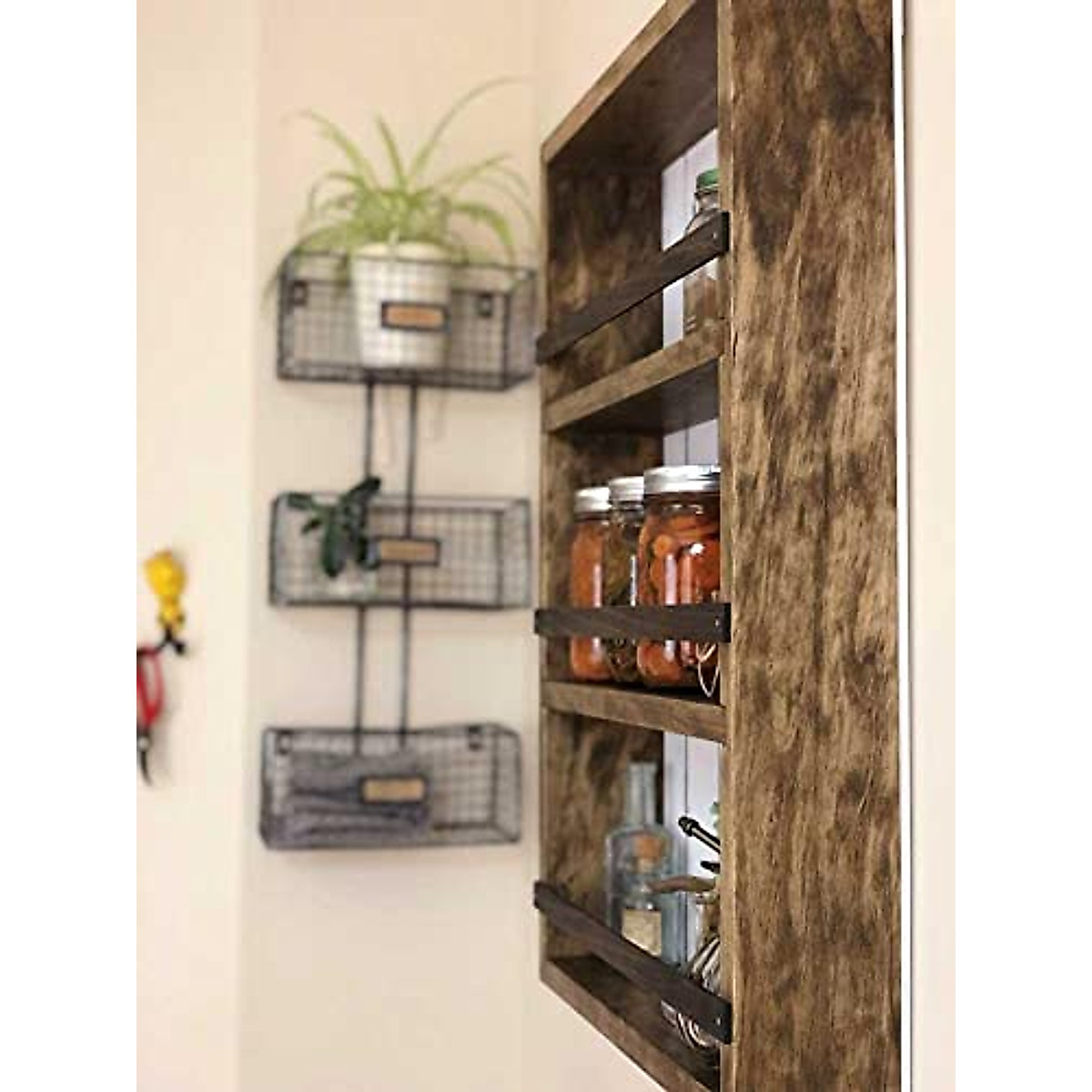 Mansfield Cabinet No. 103 - Solid Wood Spice Rack Cabinet Golden Oak/White