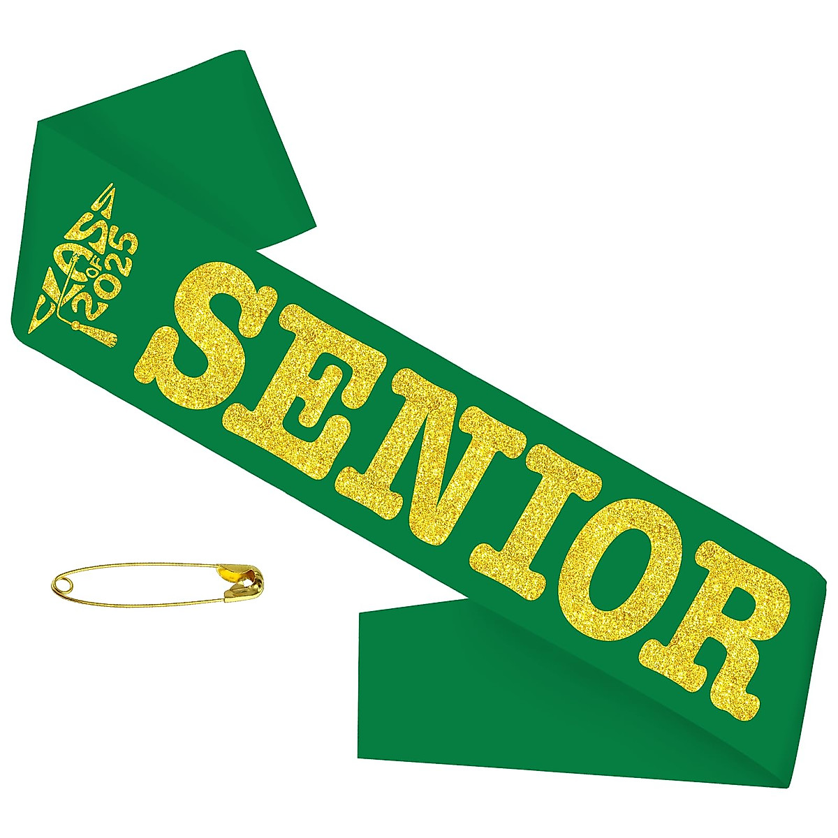 SKJIAYEE Class of 2025 Senior Sash, Green Satin Finally Graduated Sash with Gold Printing Letters Cheerleader Senior Sash for Class of 2025 Graduation Party Celebrations Supplies(Green+gold)