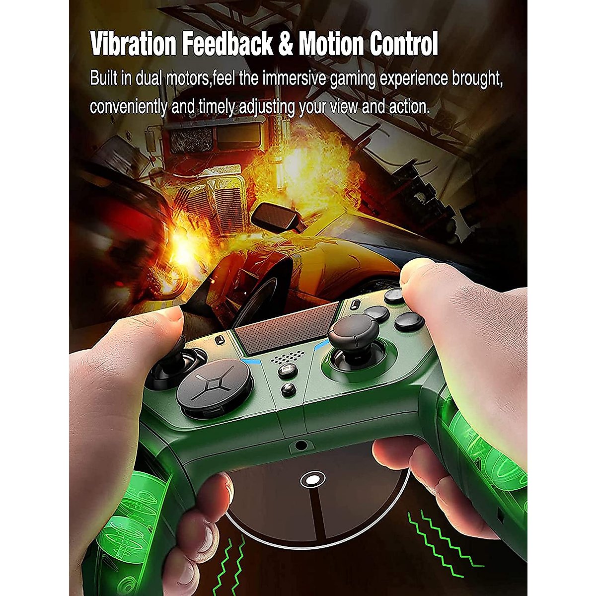 COWBOX 【2021 Upgraded Version】 PS4 Controller with 3 Programmable Back Buttons and 1 Sensitivity-Control Back Button, Game Controller Remote with Turbo/Gyro/HD Dual Vibration/Touch Panel/LED