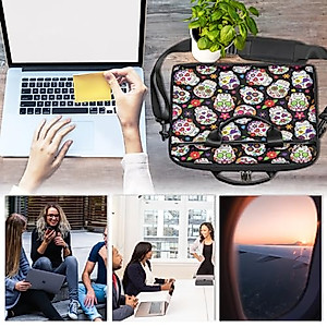 Sugar Skulls Laptop Computer Bag Waterproof Shoulder Messenger Bag 13-15 inch Durable Laptop Tote Bag with Shoulder Strap Handle Lightweight Crossbody Briefcase