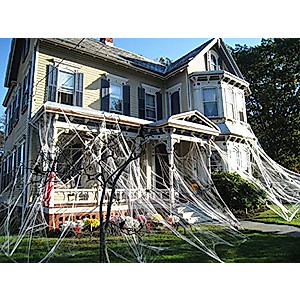 DearHouse 1100 sqft Halloween Stretch Spider Webs Indoor & Outdoor Spooky Spider Webbing with 60 Fake Spiders for Halloween Decorations