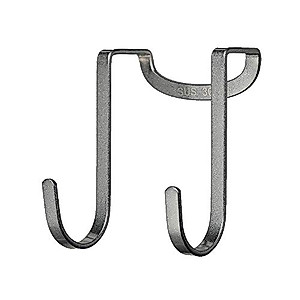 Dewell Multi-Use Over Cabinet Hook, 5 Pack, Stainless Steel, Double Hook for Drawer Cabinet, Closet, Fence, Kitchen and Bathroom, Silver