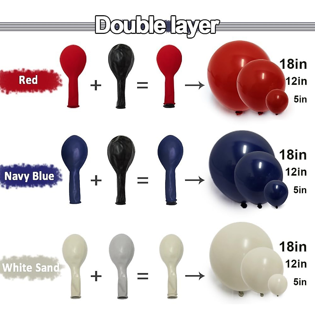 Navy Blue Red Balloon Garland - Double Stuffed Royal Blue Balloons Nude Cream White Sand Pastel Red Balloons Arch Kit For Birthday Baby Shower Gender Reveal Nautical Baseball Patriotic Decorations