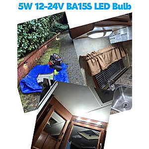 1156 BA15S LED Bulbs 12-24V, 1141 1003 7506 6000K Daylight White, Low Voltage Bayonet Single Contact, 5W 500LM Replacement For RV Landscape Interior Lights Camper Marine Boat Trailer Lights, Pack 4