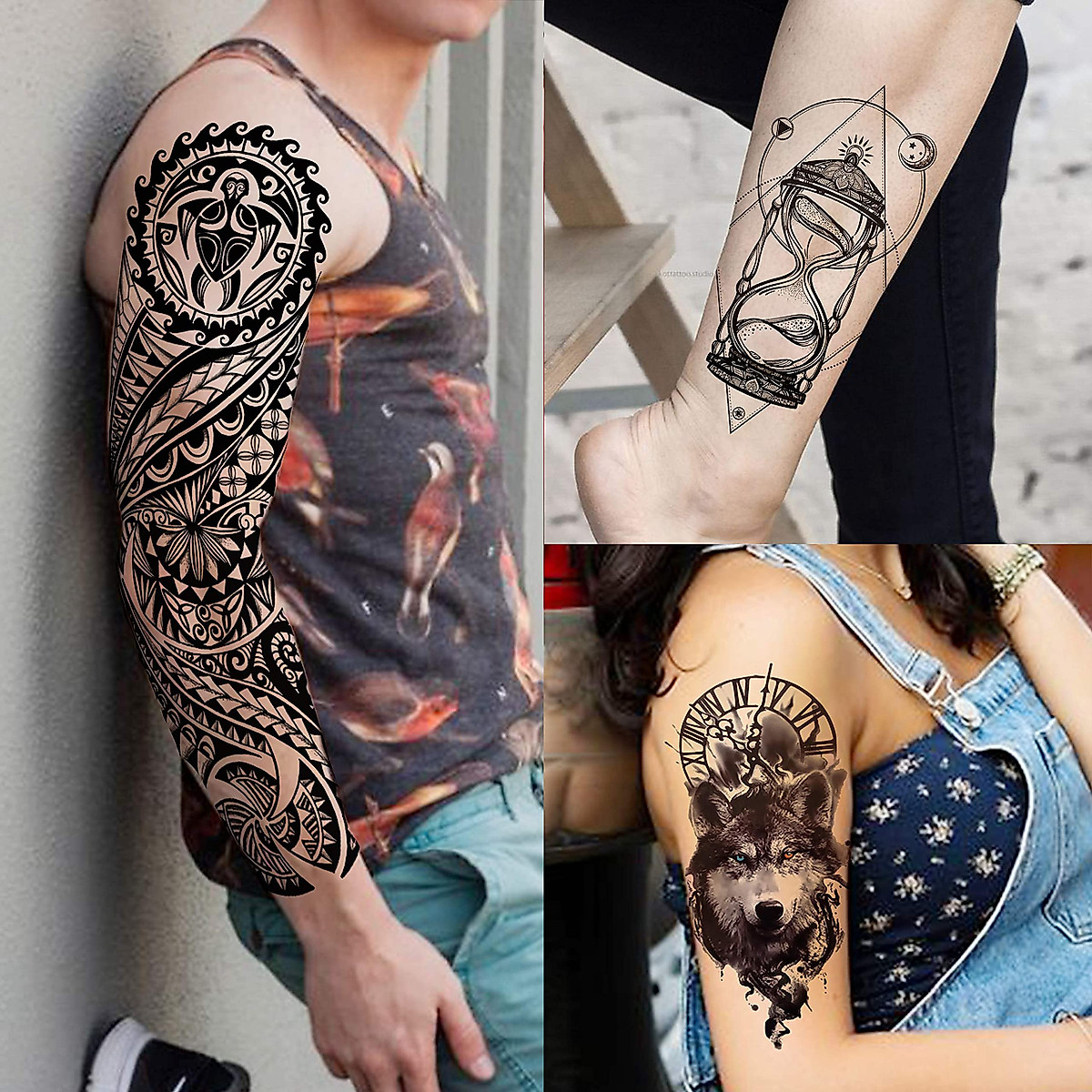VANTATY 20 Sheets Extra Large Full Arm Temporary Tattoos For Men Adults, Tiger Snake Leopard Lion King Temporary Tattoos Sleeve For Women, Temp Waterproof Fake Tattoo Stickers For Kids Warrior Tatoos