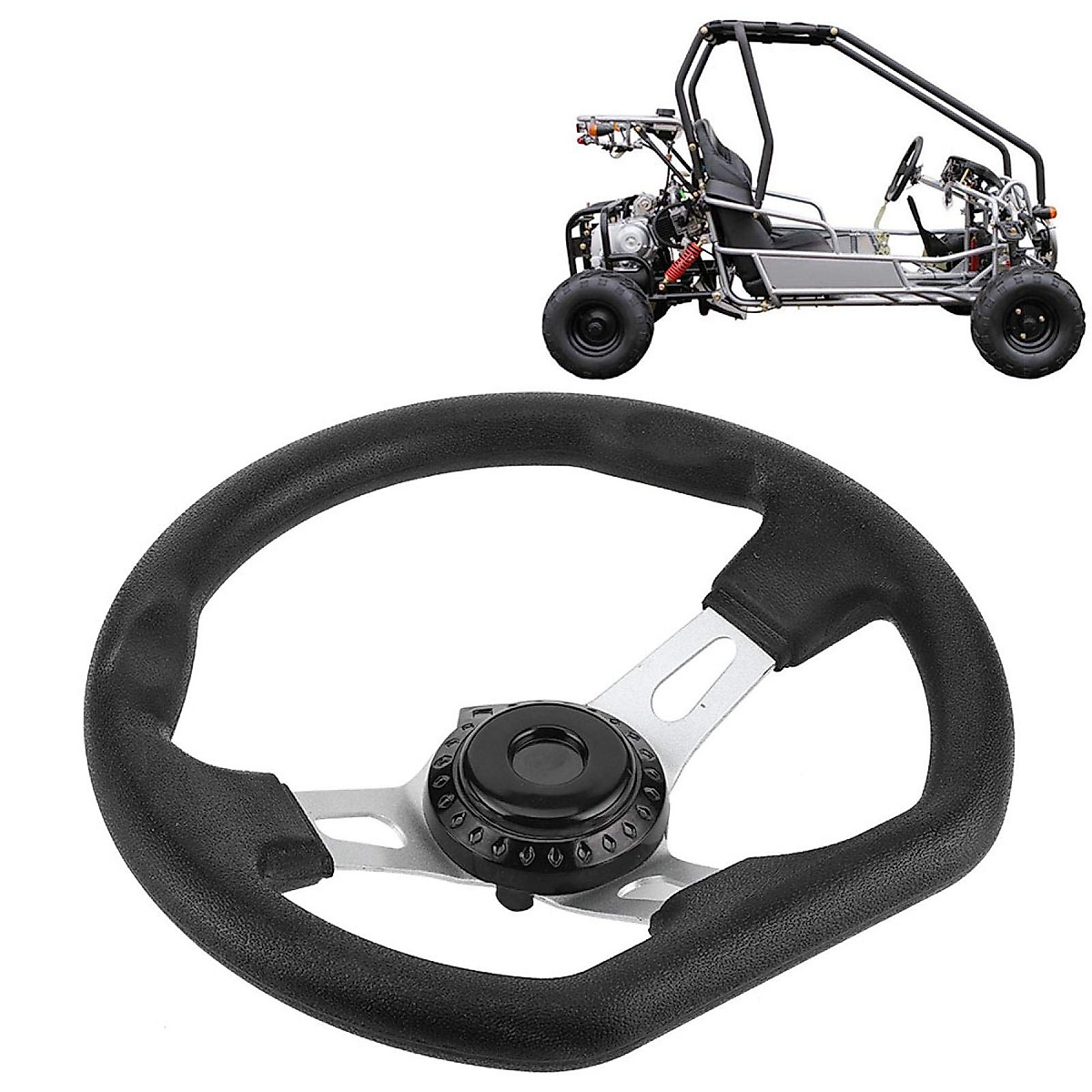 Acouto 270mm -Kart Steering Wheel with, Steering Wheel for -Kart Racing Cart Accessory