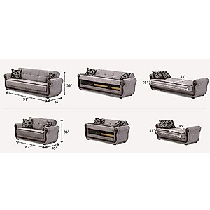 BEYAN Surf Avenue Collection Tufted Large Folding Sofa Sleeper Bed with Storage Space and Includes 2 Pillows, Gray