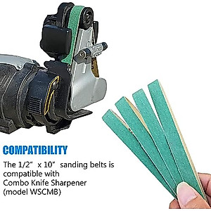 Tockrop 24 Pack 1/2" x 10" Replacement Knife Sharpener Sander Belt Kit for Work Sharp WSCMB Combo Knife Sharpener- 80/120/240/400/1000/1200 Grits Sanding Belt (0.5 x10 Inch)