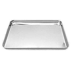 QWORK Stainless Steel Surgical Tray, for Medical Instruments, Tattoo, Surgical Supplies, 15 3/4"×11-13/16"×1", Flat Bottom Tray