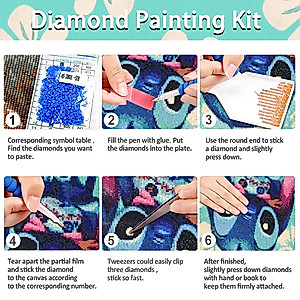 Diamond Painting Kits for Adults, DIY 5D Square Full Drill Art Perfect for Relaxation and Home Wall D¨¦cor (Stitch, 12x16inch)